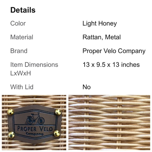 Proper Velo Company | Accents | Wicker Bicycle Rear Basket Proper Velo ...